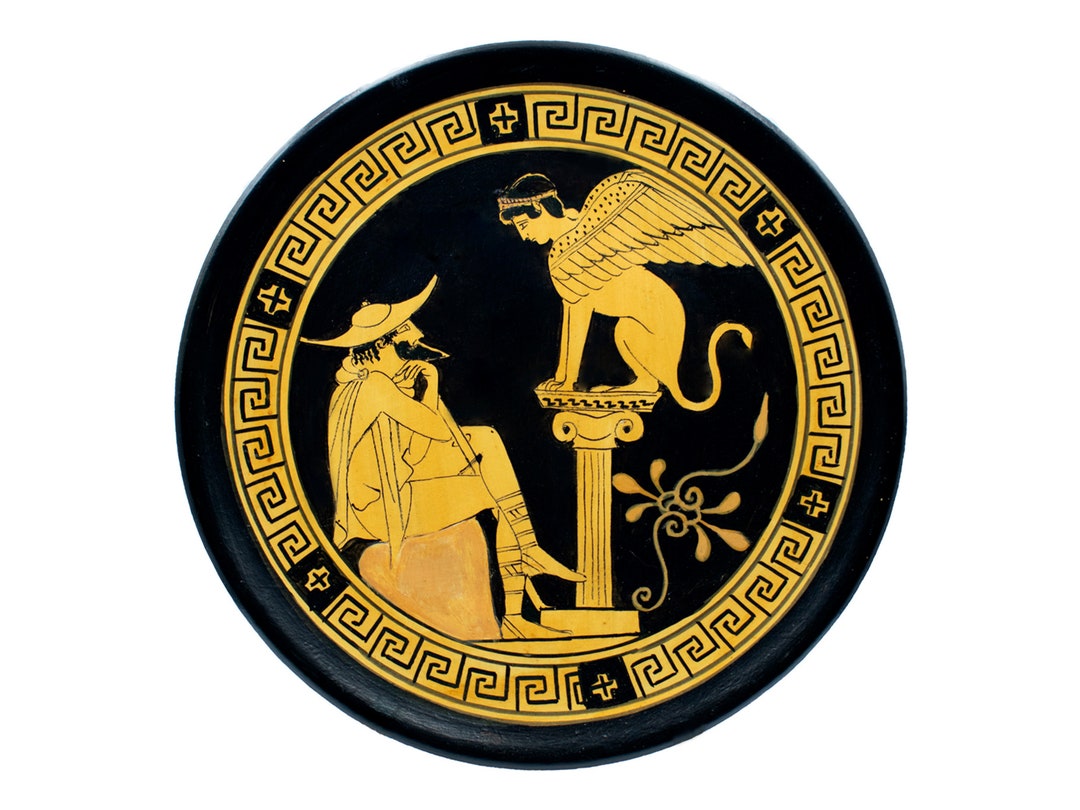 The Riddle of the Sphinx Ceramic Plate, Handmade Classical Wall Plate ...