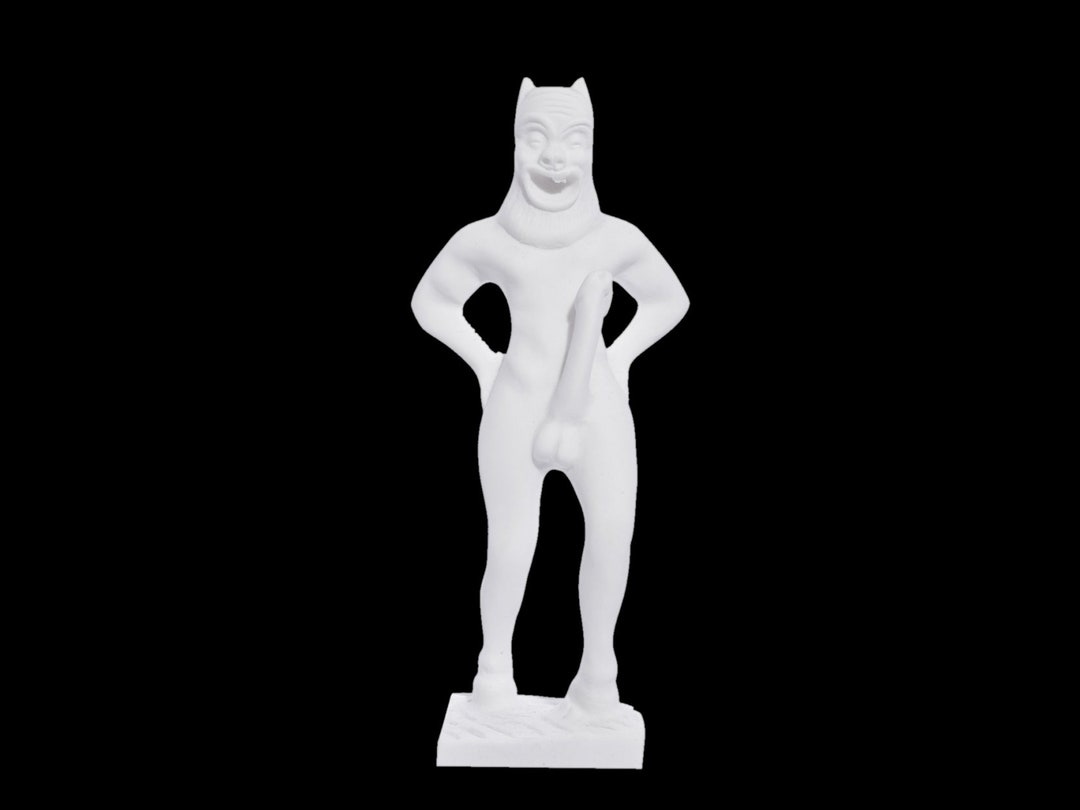 Satyr Statue Pan Faun Silenos Handmade Alabaster Sculture Erotic Figurine Nude Male