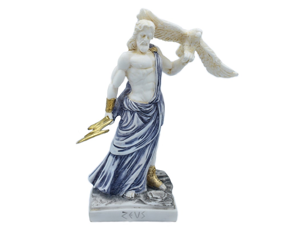 Zeus-Statue mit einem Adler und seinem Donner, Jupiter, Vater der ...
