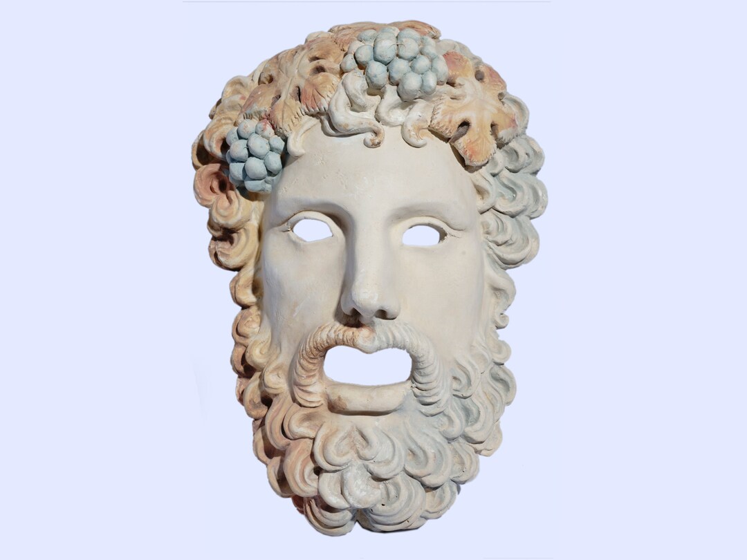 Dionysus, Bacchus Plaster Wall Mask, Ancient Greek Theatrical Masks ...