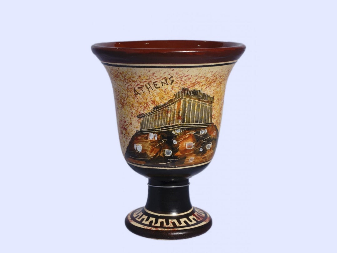 Pythagoras Cup With Acropolis of Athens, Handmade Greek Ceramic Mug ...