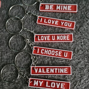 3d Printed Valentine Car Number Plate Keyring License Plate Keyring ...