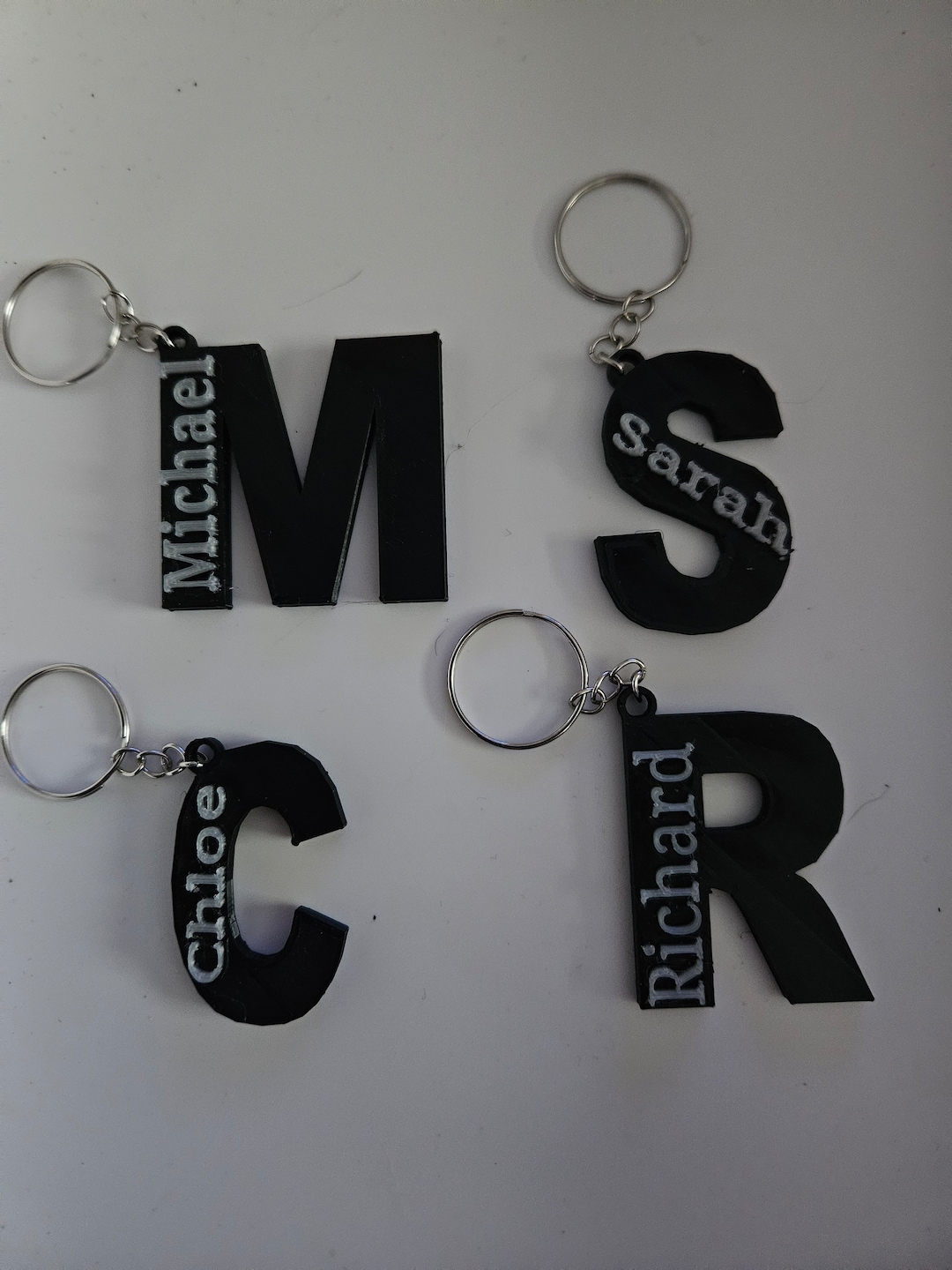 3d Printed Initial Keyring With Full Name Personalised Key Ring - Etsy