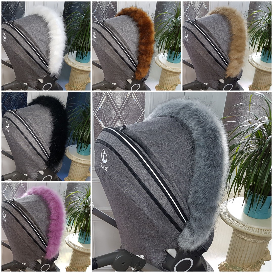 Luxury Faux Fur Pram Hood Trim Baby Pram Accessories Pushchair Stroller ...