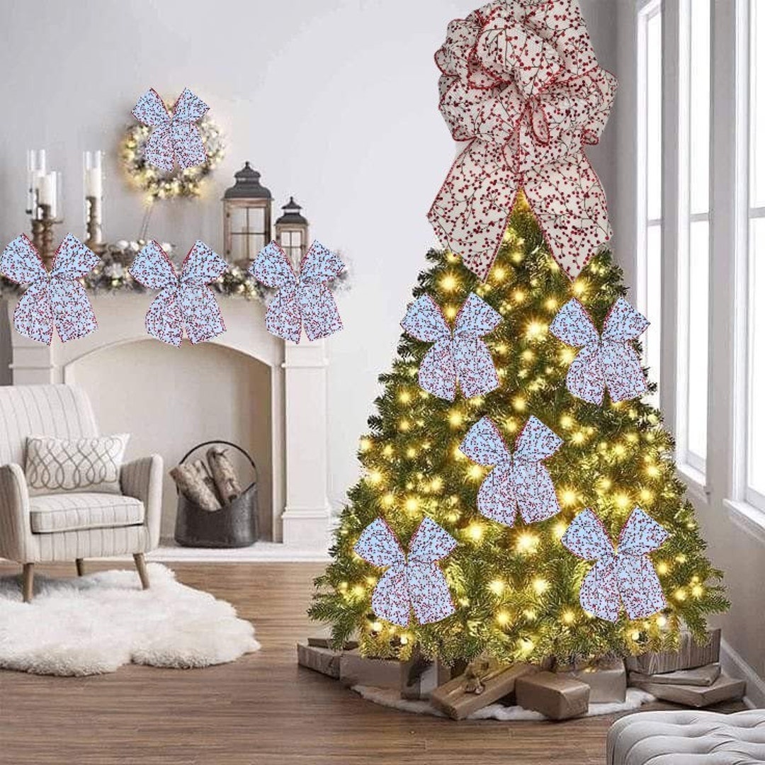 Large Christmas Ribbon Bow Decoration Tree Topper Wreath Xmas ...