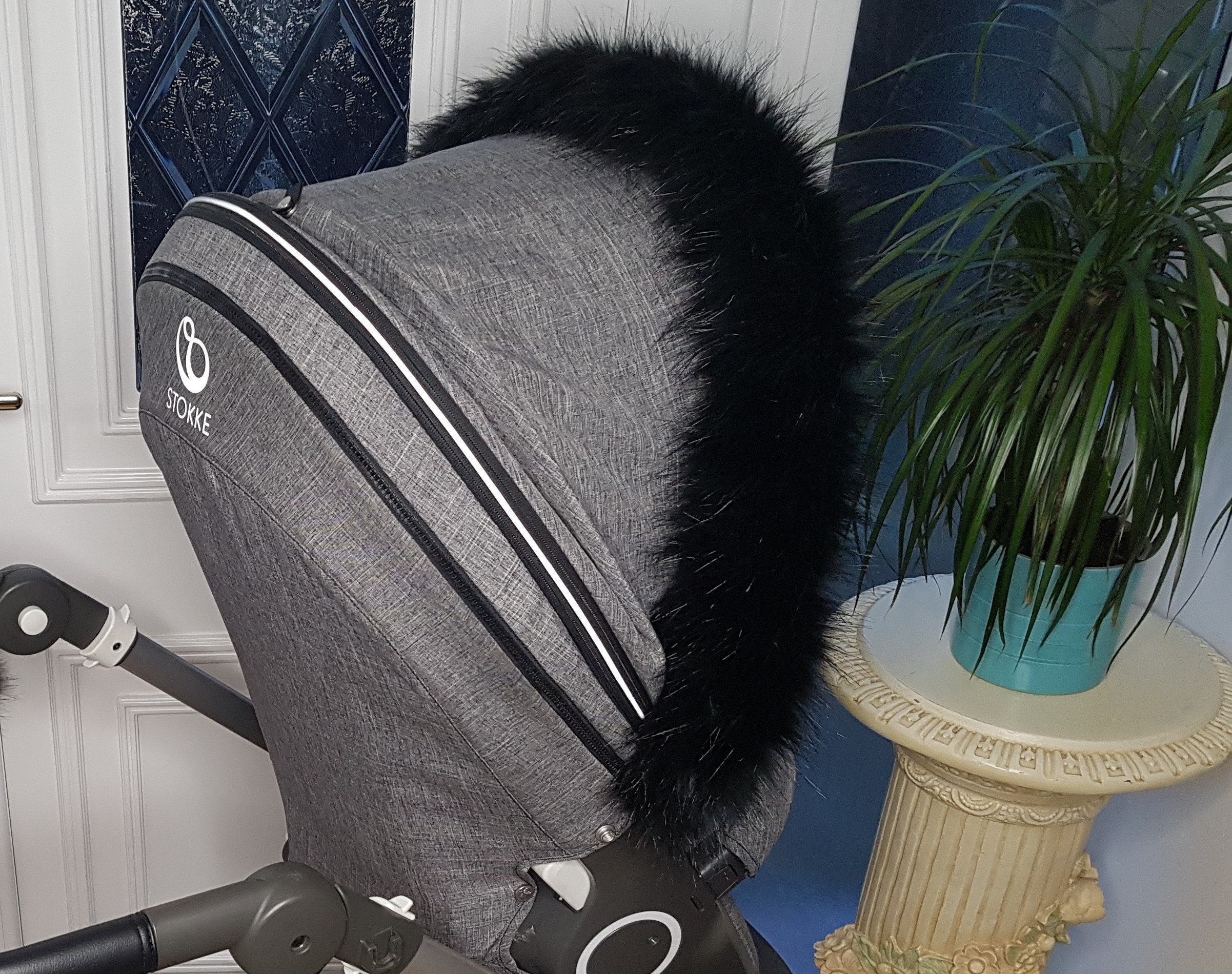 Luxury Faux Fur Pram Hood Trim Baby Pram Accessories Pushchair Stroller ...