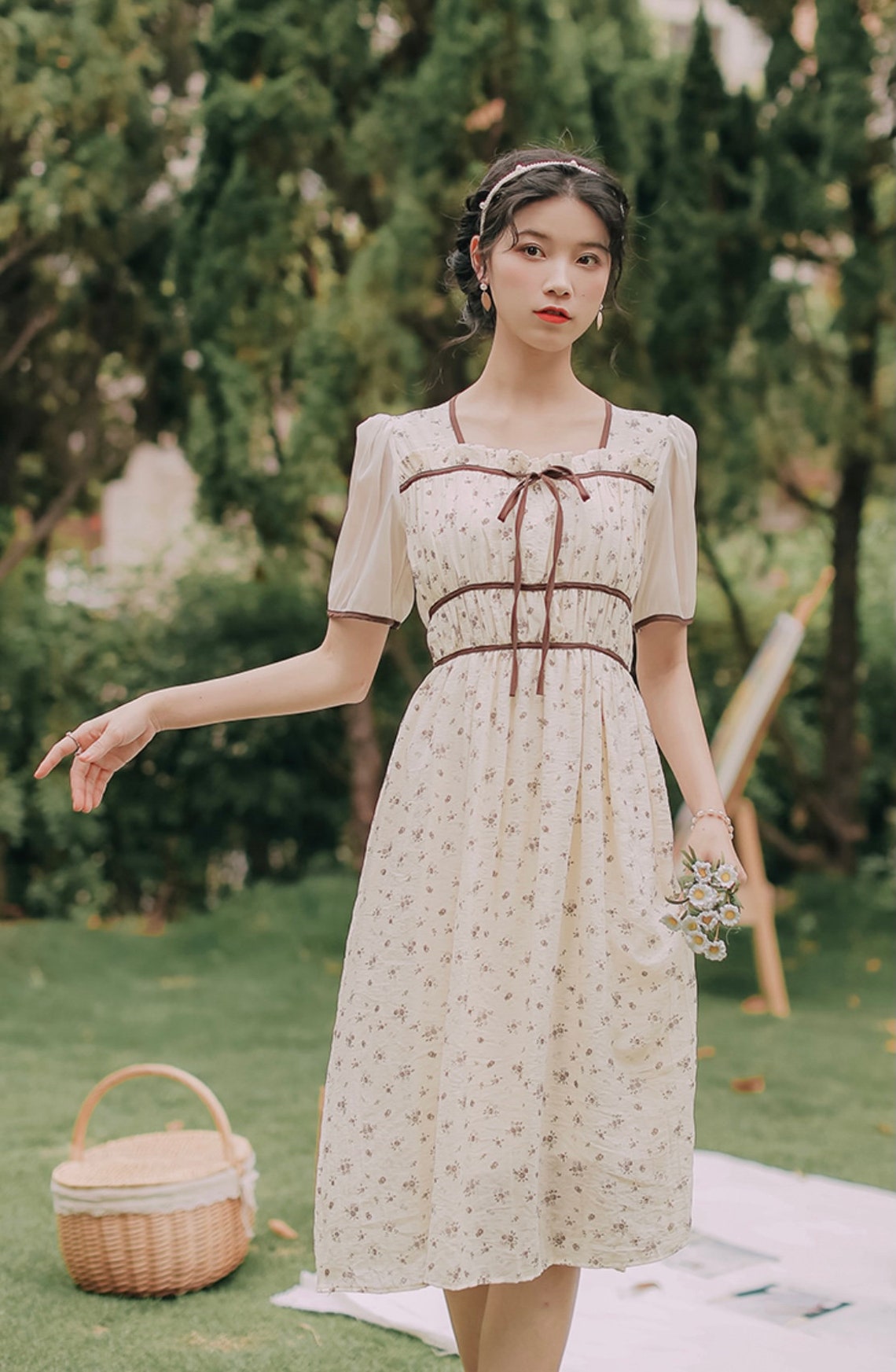 Milk Maid Dress-Short Sleeve Dress-Women Formal Dress-Chiffon | Etsy