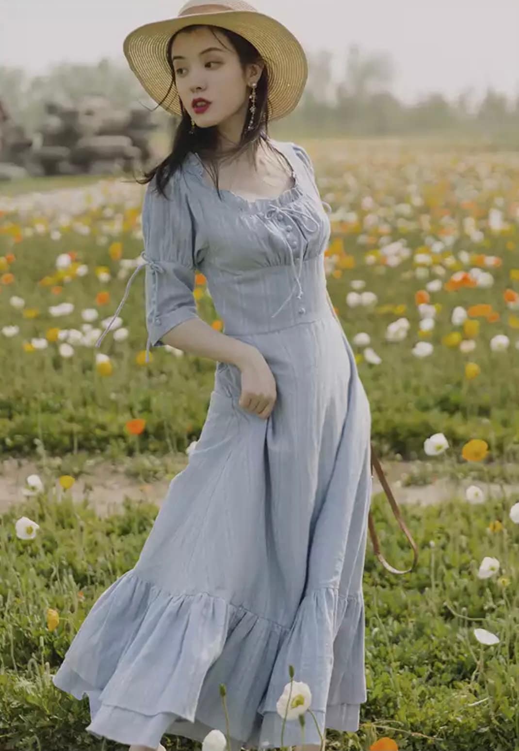 Summer Women Dress Cottage Core Dress Vintage Prairie Maid Etsy