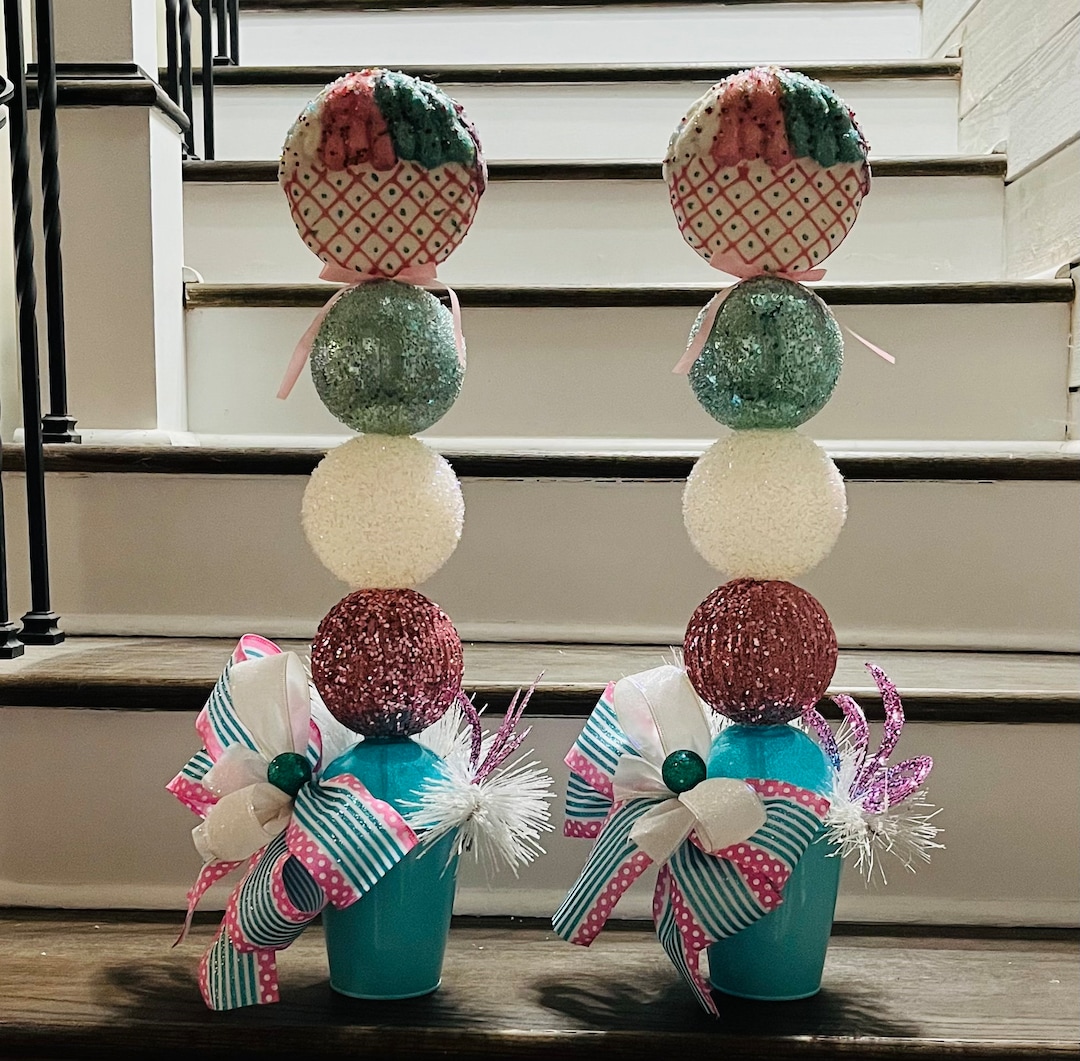 Christmas Decor, Christmas Centerpiece, Christmas Topiaries - Etsy