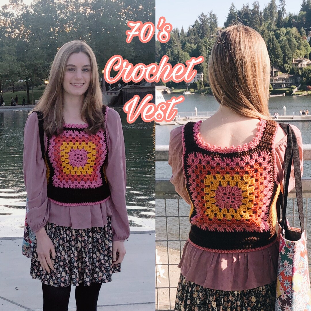 Pink & Gold Retro 70s Crochet Top - Etsy
