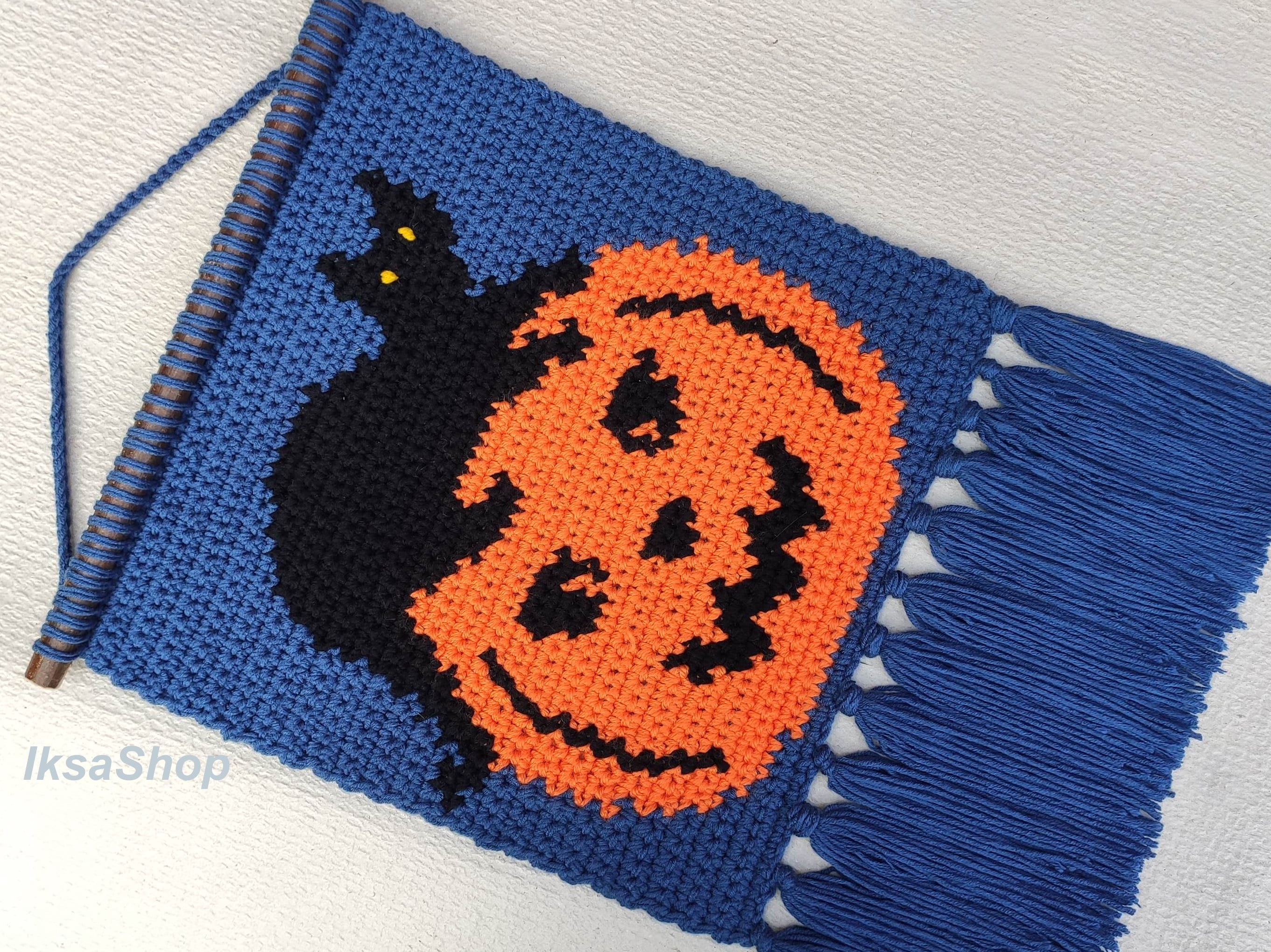 Halloween Crochet Wall Hanging Pattern Tapestry Halloween | Etsy