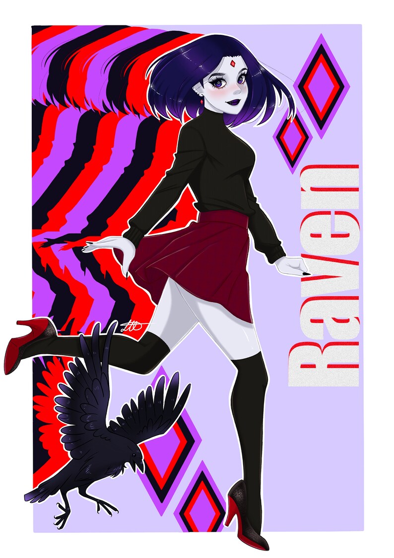Raven | Retro Raven | Digital Artwork Download | A3 Size | Titans ...
