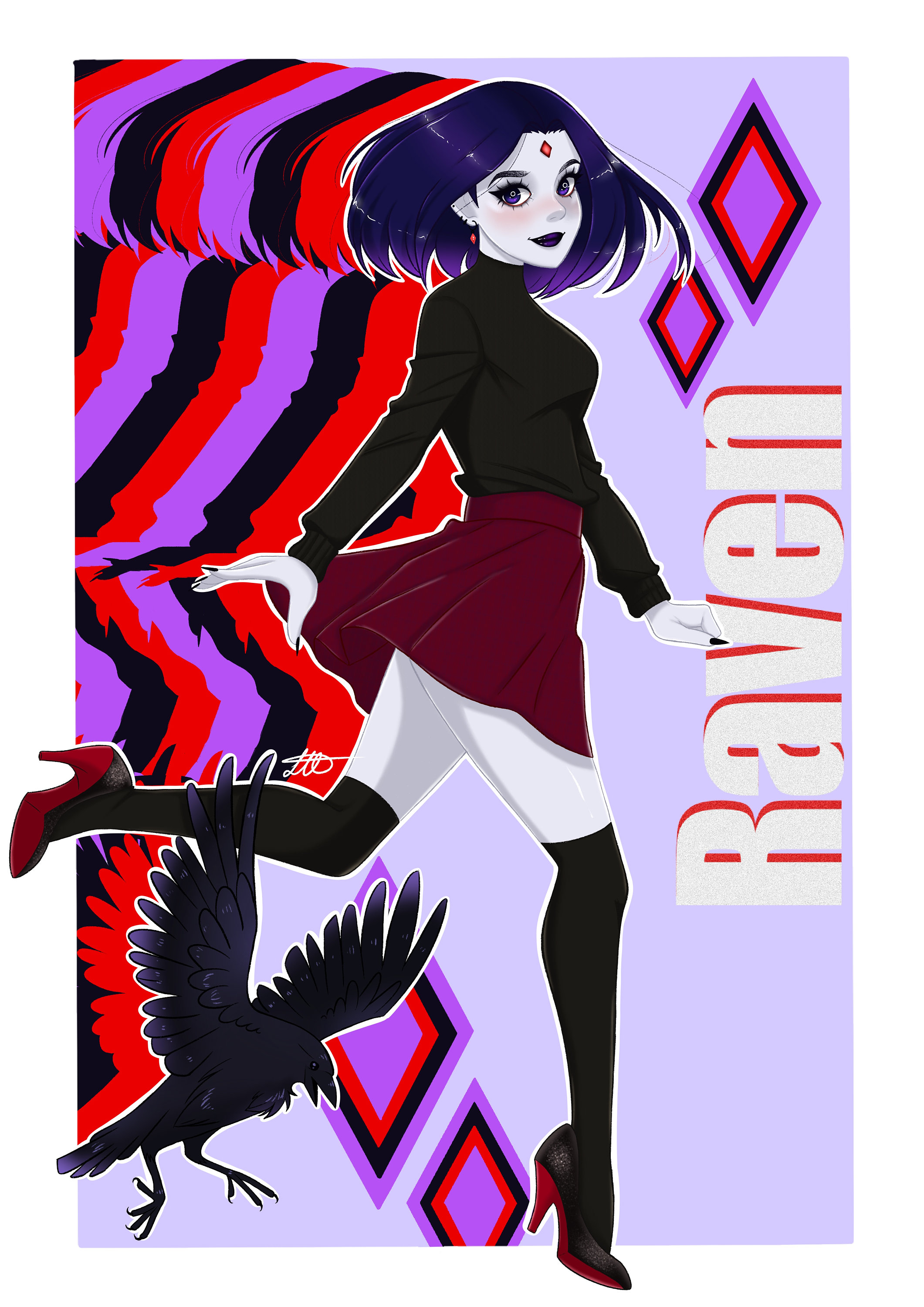 Printable Raven retro Poster A3/A4 Raven teen Titans Digital Print teen ...