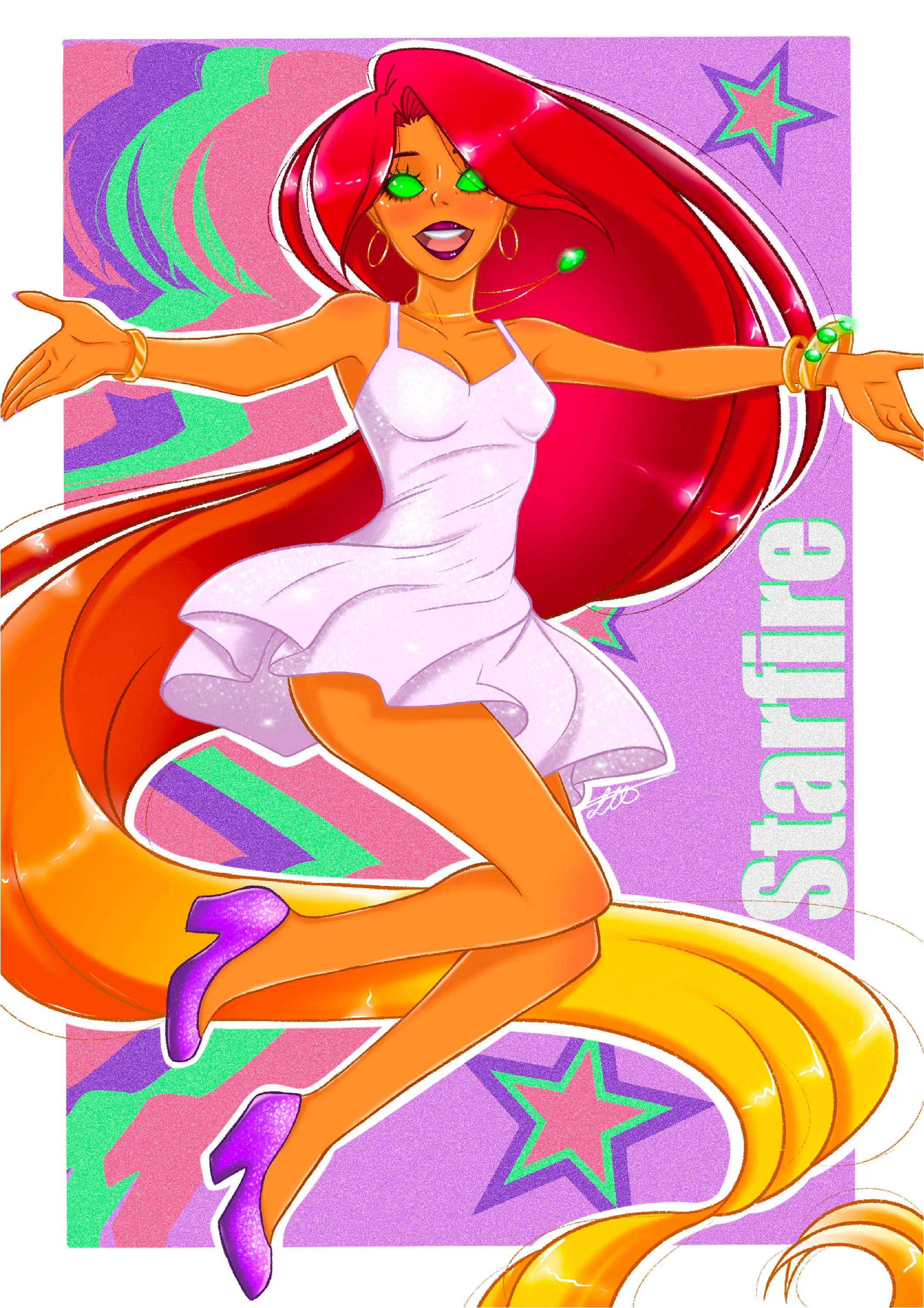 Printable Starfire retro Poster A3 Starfire teen Titans Digital Print ...