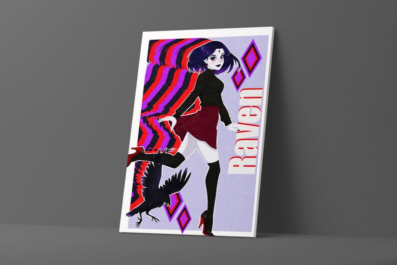 Printable Raven retro Poster A3/A4 Raven teen Titans Digital Print teen ...