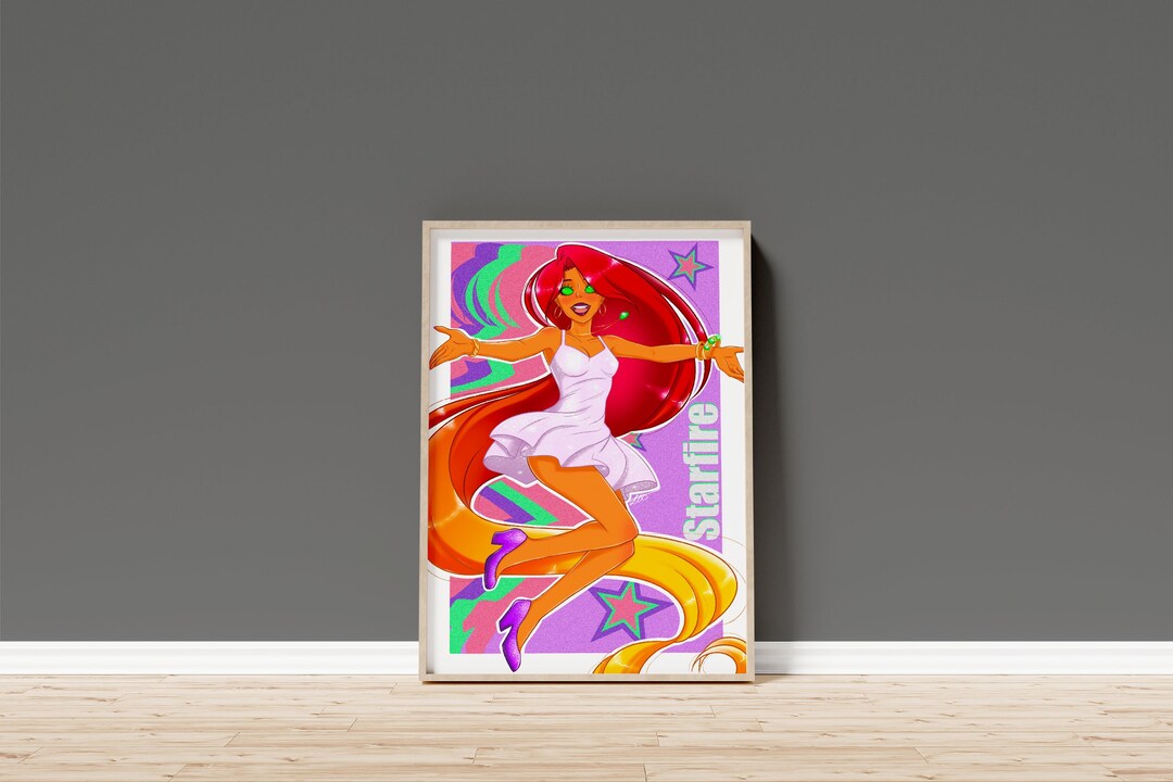 Starfire retro Fan Art Poster A4 teen Titans Wall Art Print teen Titans ...