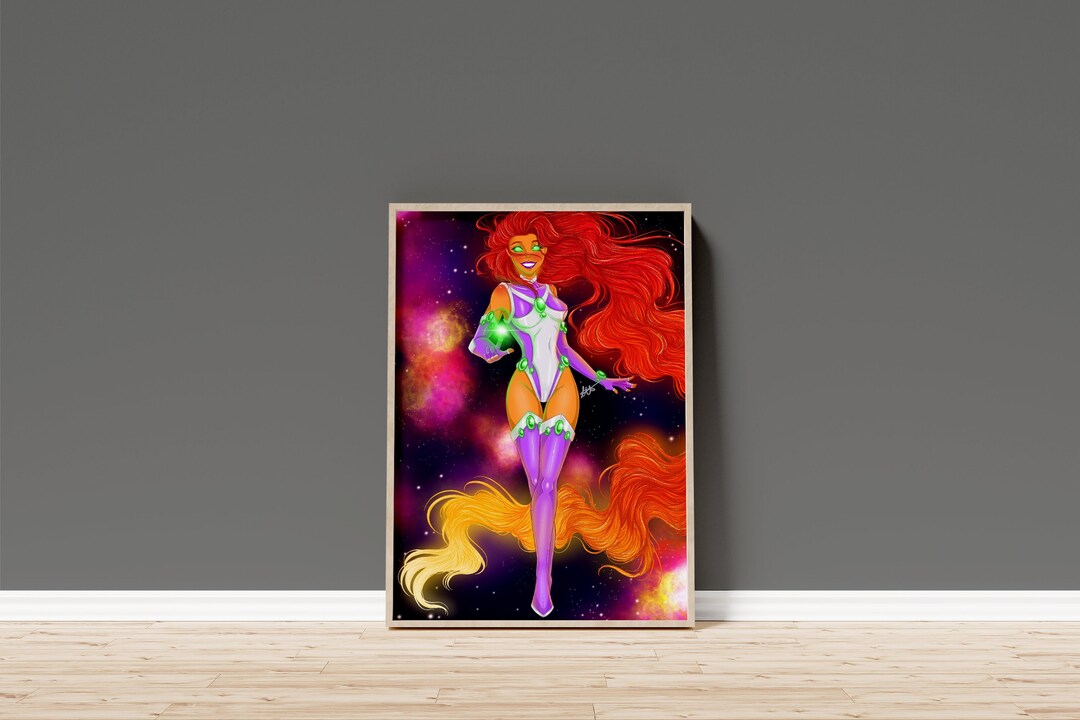 Starfire Fan Art Poster A4 teen Titans Wall Art Print teen Titans ...
