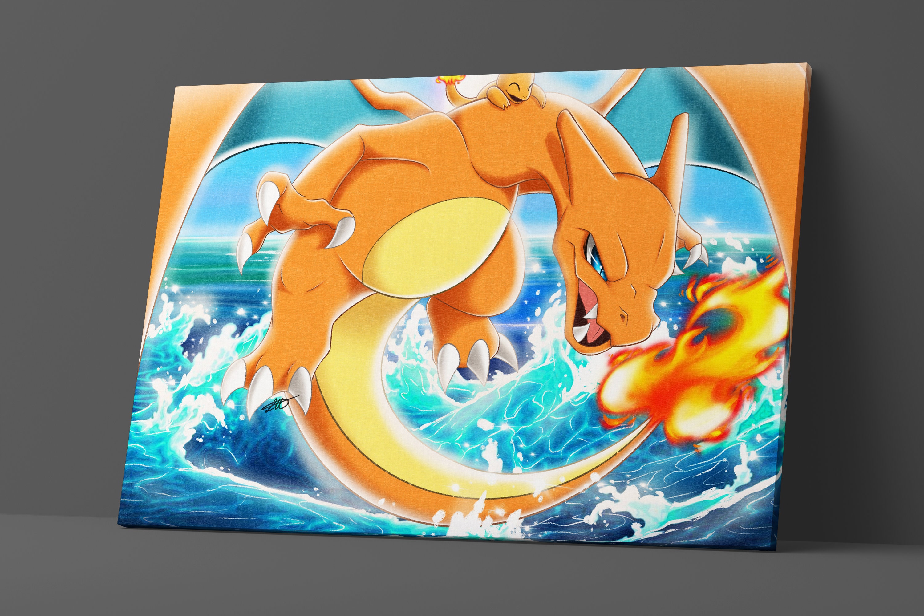 Charizard & Charmander | Digital Artwork Download | A3 Size | Poke ...