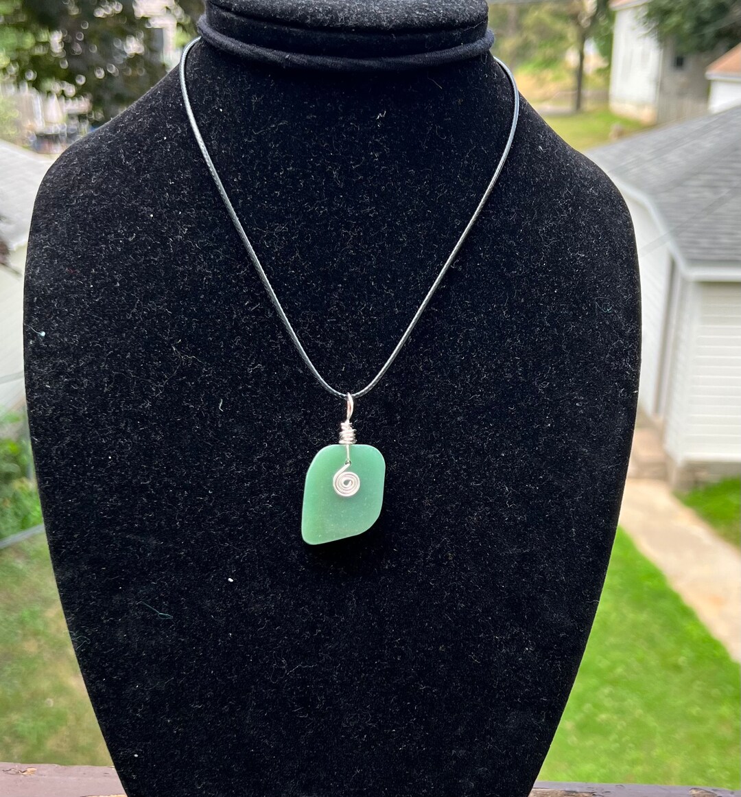 Green Aventurine Pendant With Black Wax Cord Necklace Aventurine ...