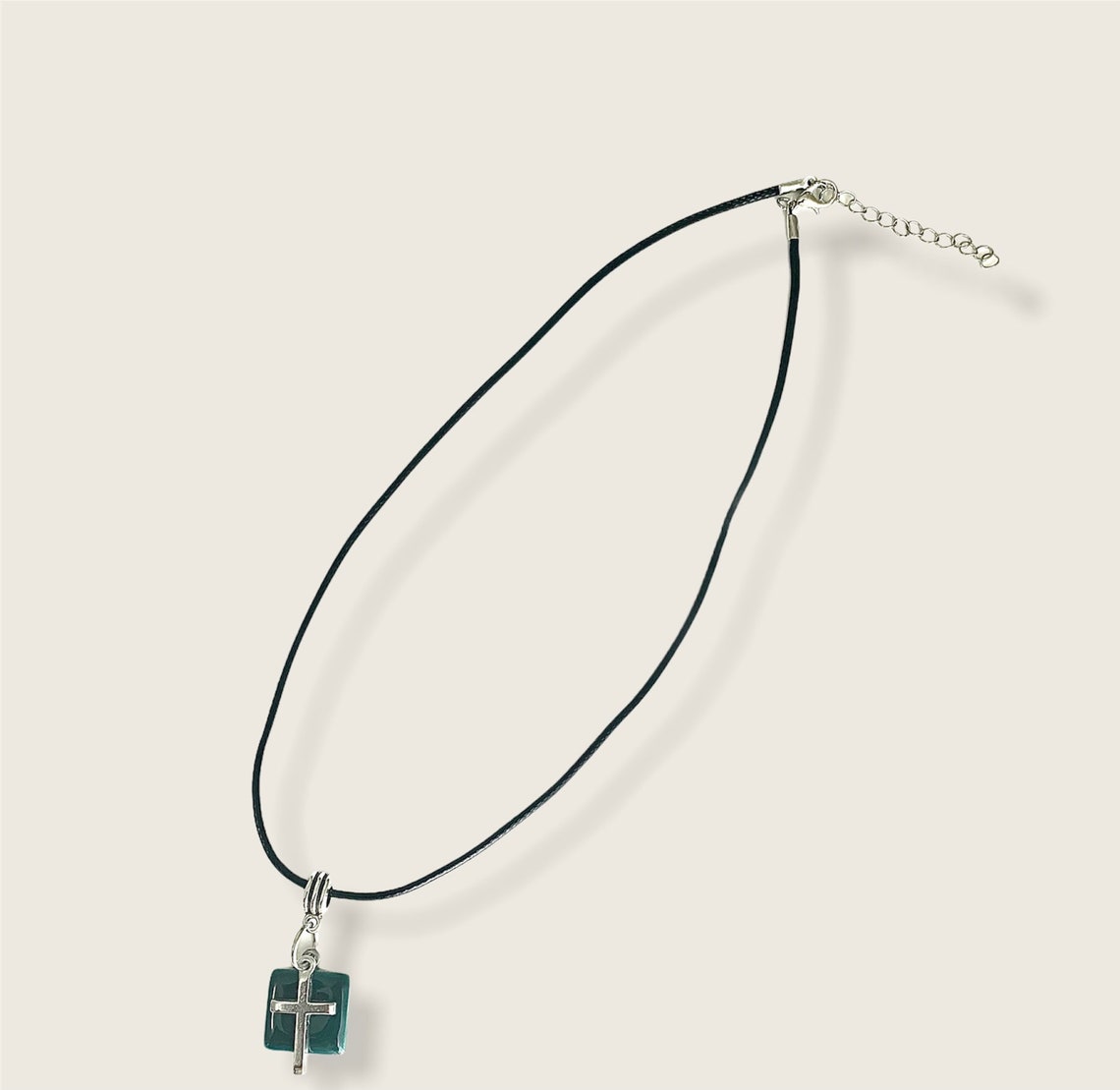 Black Waxed Cord Cross Necklaces 18 Inch Black Waxed Cross | Etsy