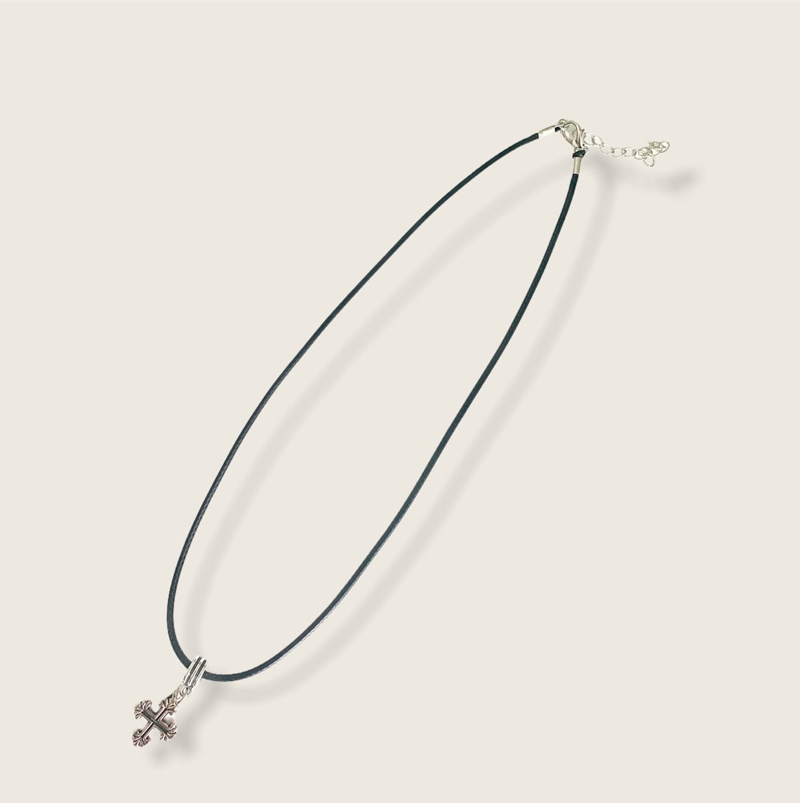 Black Waxed Cord Cross Necklaces 18 Inch Black Waxed Cross | Etsy