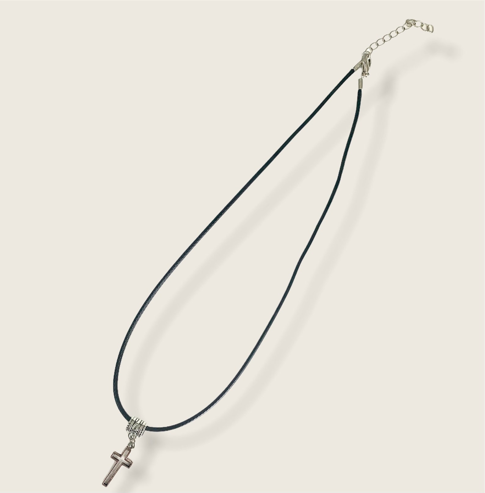 Black Waxed Cord Cross Necklaces 18 Inch Black Waxed Cross | Etsy