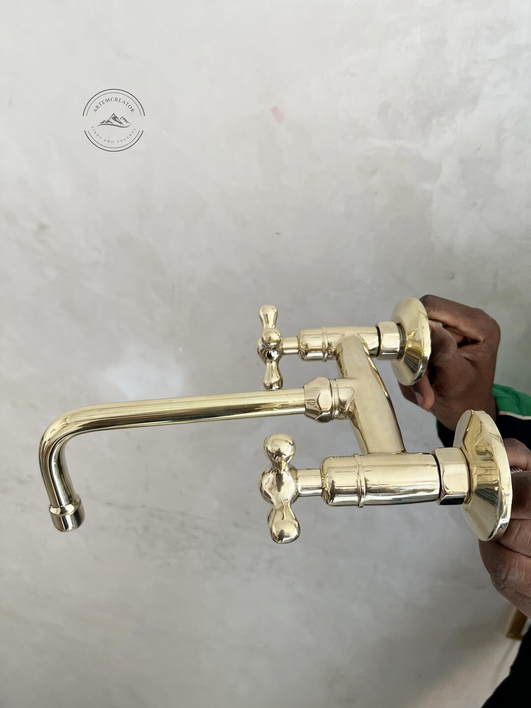 Unlacquered Brass Wall-mount Faucet for Bathroom or Kitchen, Hot and ...
