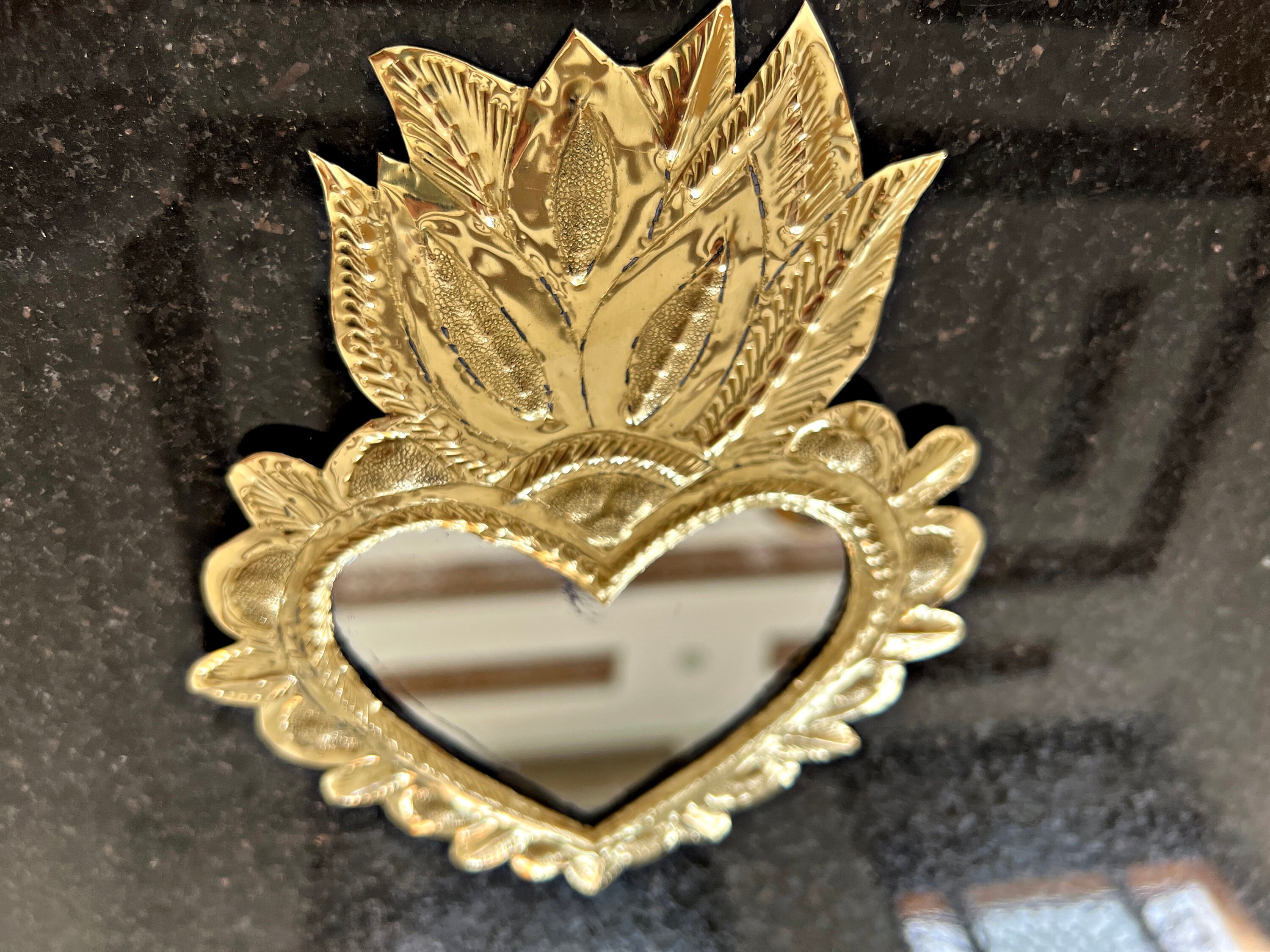 Boho Brass Heart Mirrors, Mini Mirror, Asymmetrical Wavy Mirror, Brass ...