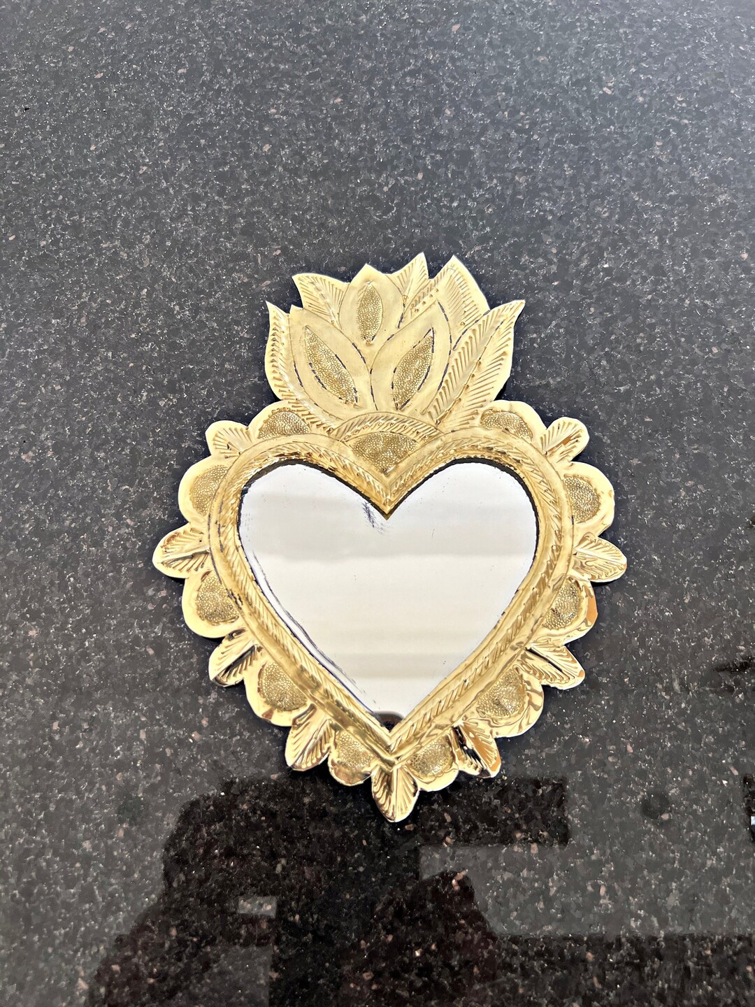 Boho Brass Heart Mirrors, Mini Mirror, Asymmetrical Wavy Mirror, Brass ...