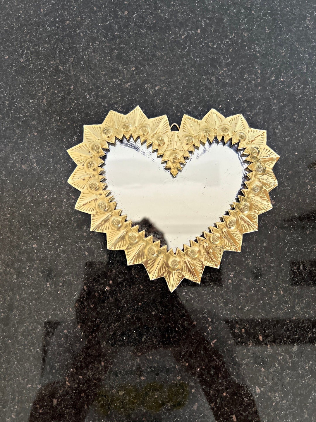 Small Vintage Heart Shaped Gold Mirror, Small Brass Mirror, Brass Frame ...