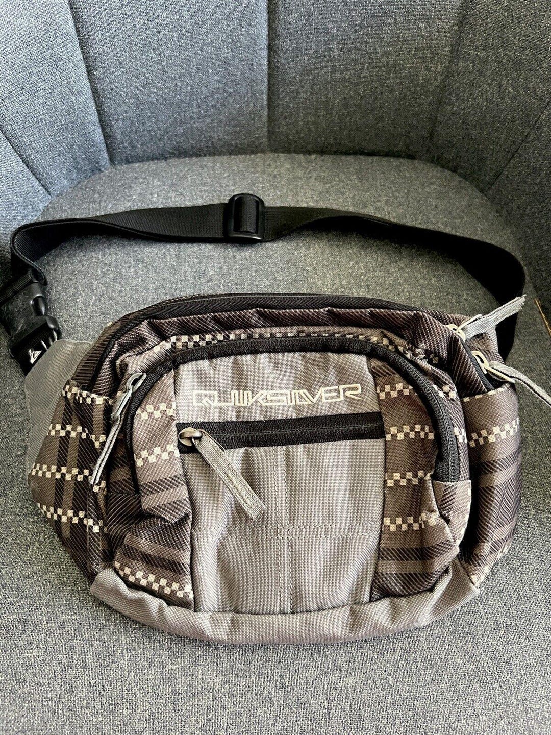 Y2k 00s Quicksilver Belt Bag Fanny Pack Waist Bum Bag Brown Taupe Plaid ...