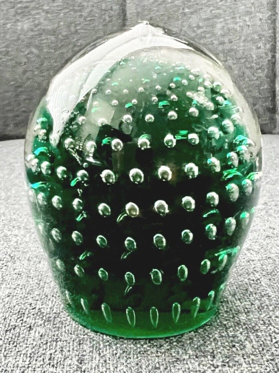 Vintage Emerald Green Glass Paperweight Controlled Bubbles - Etsy
