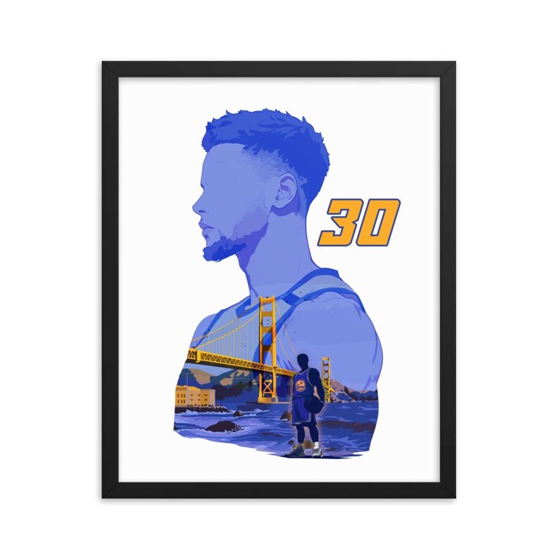 Steph Curry Framed Poster, Anime Style | Golden State Warriors Poster ...
