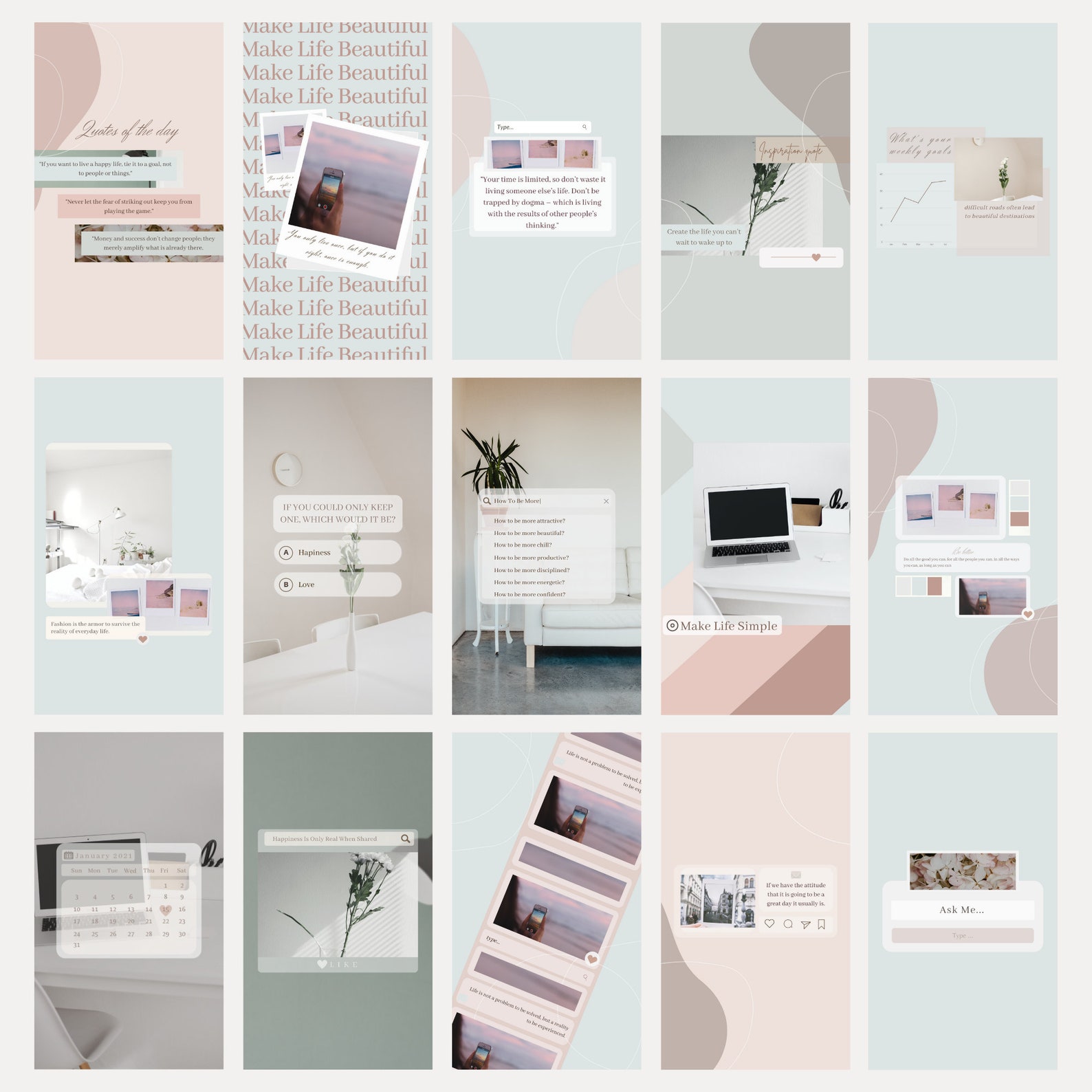 100 Pastel Color Instagram Templates for Canva Instagram Post - Etsy