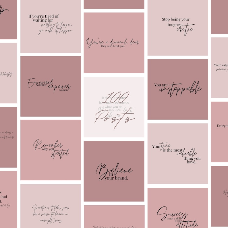 100 Social Media Quote Bundle Blush Pink Quote Templates for - Etsy