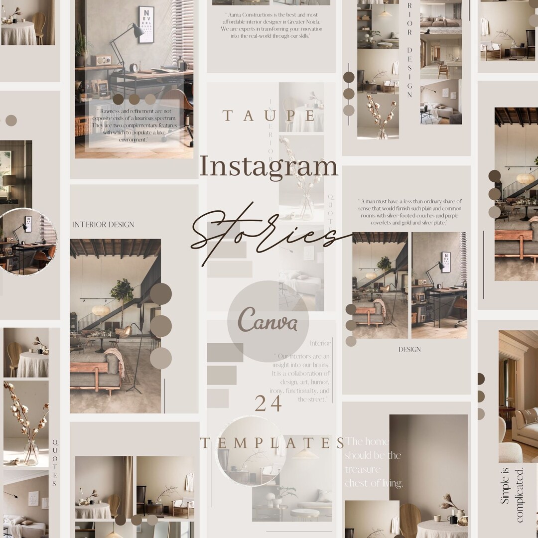 Canva Instagram Stories Bundle Taupe Social Media Templates Minimalist ...