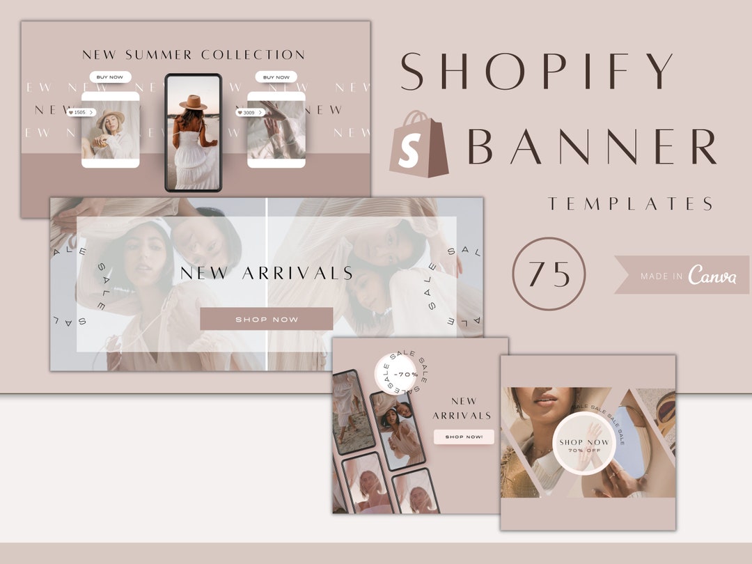 Shopify Banner Design | Shopify Banner Template Canva | Shopify Website ...