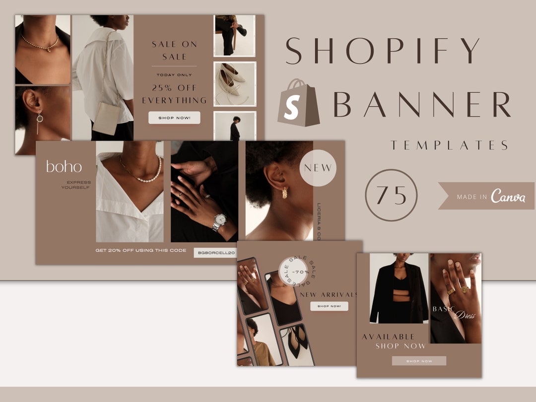 Shopify Banner Theme Template Design | Boho Shopify Boutique Design ...