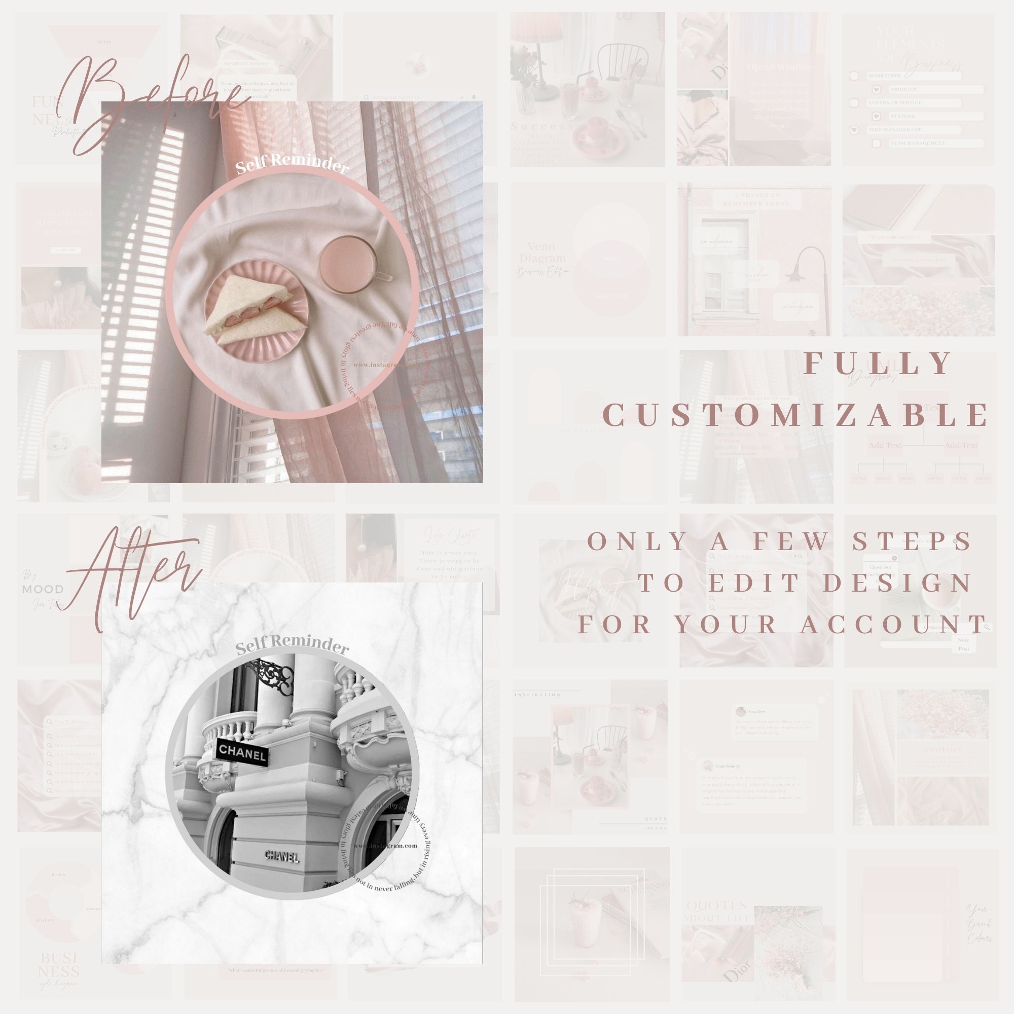 120 Pink Instagram Templates Canva Social Media Templates - Etsy