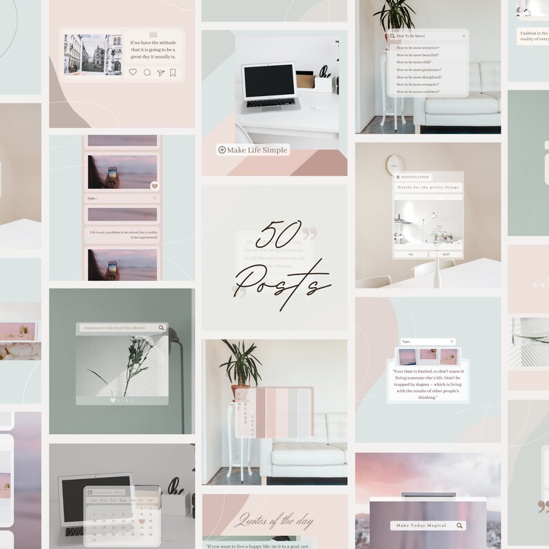 100 Pastel Color Instagram Templates for Canva Instagram Post - Etsy