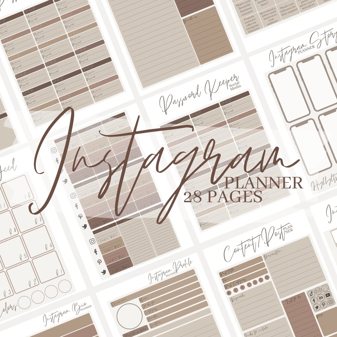 Instagram Planner, Social Media Planner, Digital Instagram Plan ...