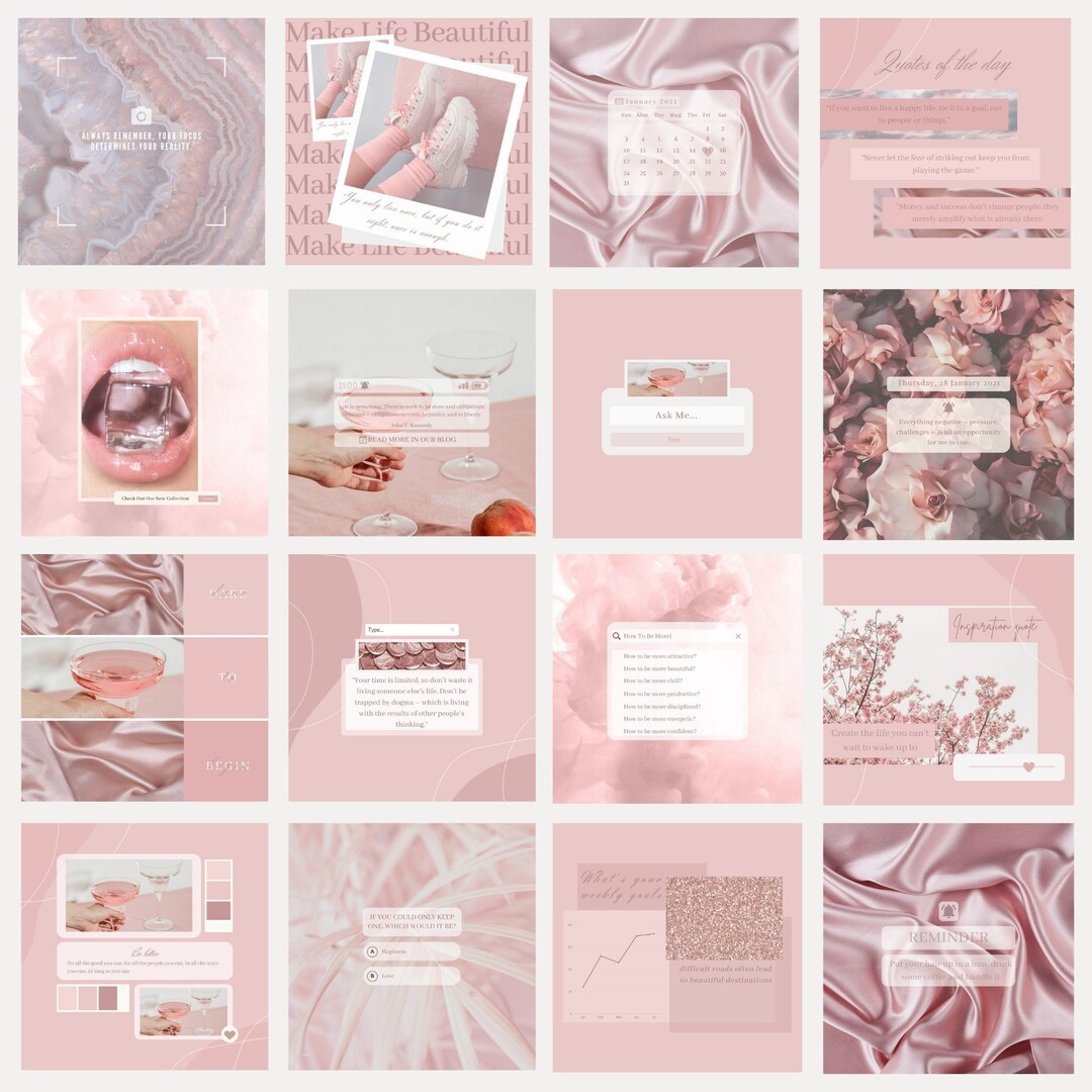 50 Pink Instagram Templates Girl Boss Post Template Lashes Instagram ...