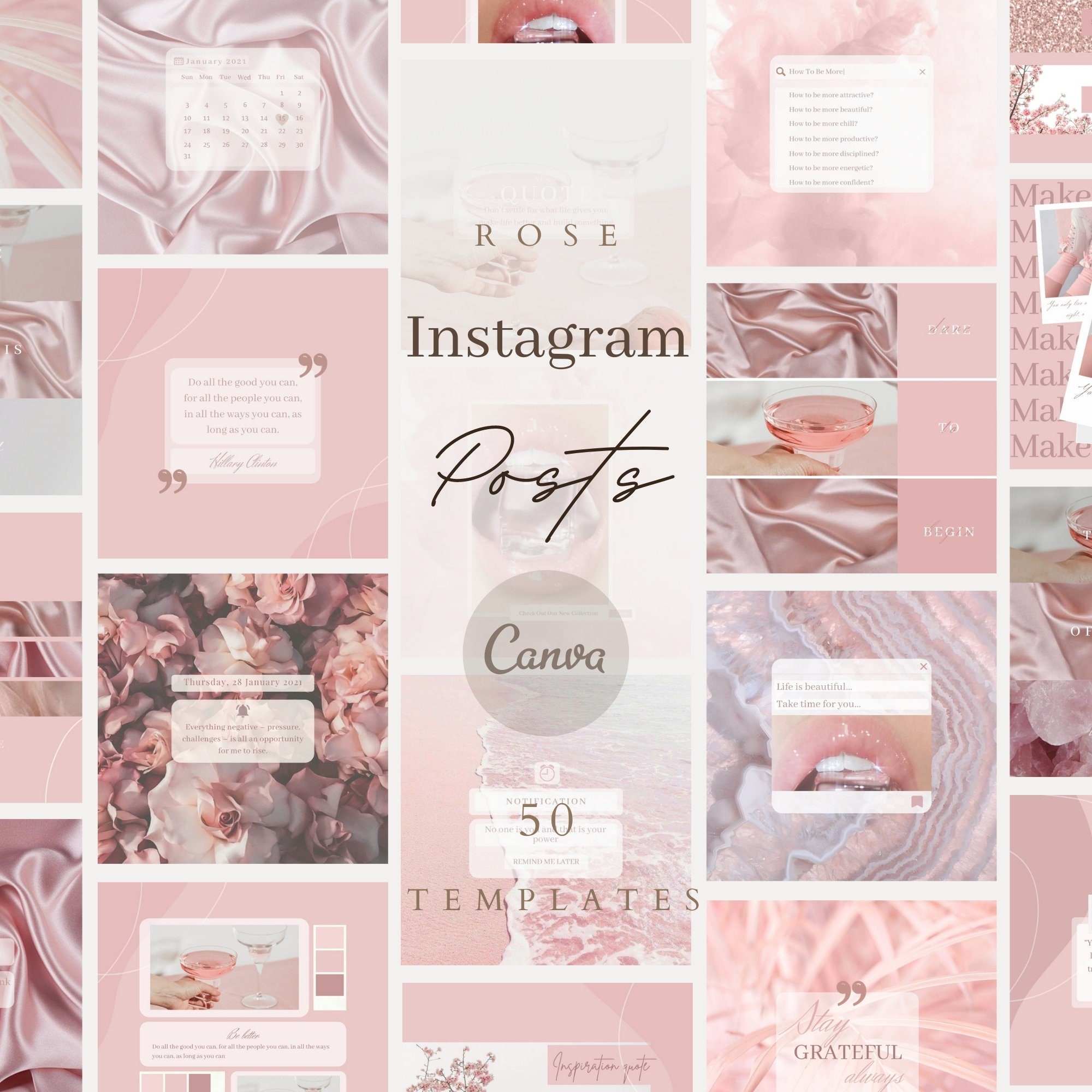 50 Pink Instagram Templates Girl Boss Post Template Lashes | Etsy