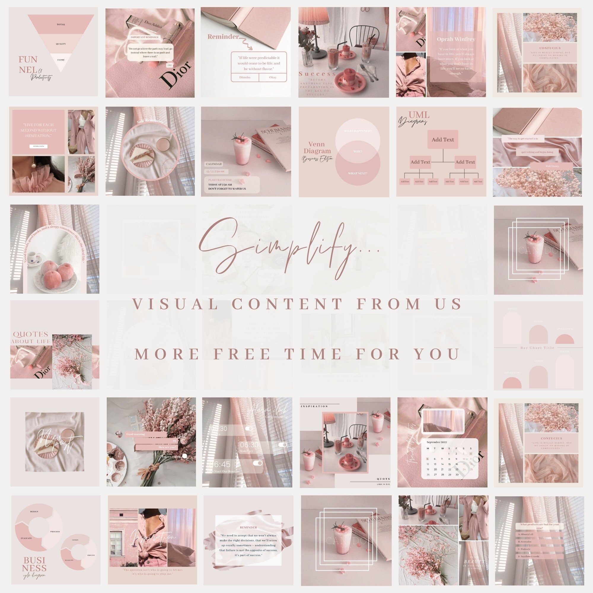 120 Pink Instagram Templates Canva Social Media Templates - Etsy