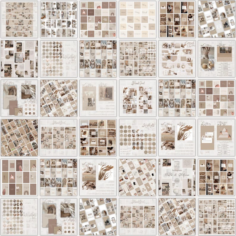 Beige Instagram Vorlagen | Boho Canva Social Media Kit (Digitaler ...