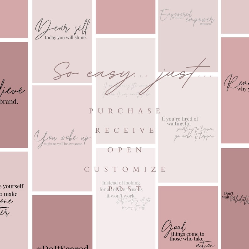 100 Social Media Quote Bundle Blush Pink Quote Templates for - Etsy