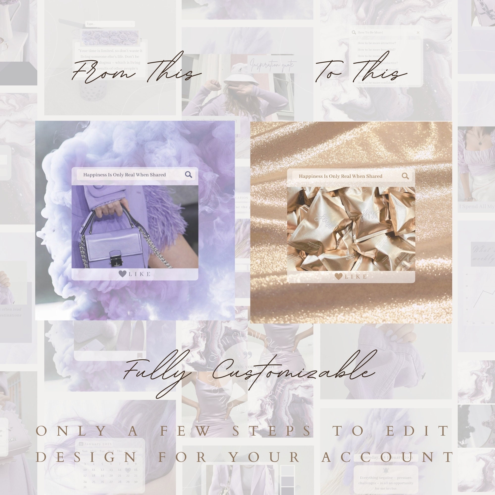 50 Purple Instagram Post Templates Canva Templates Engaging | Etsy