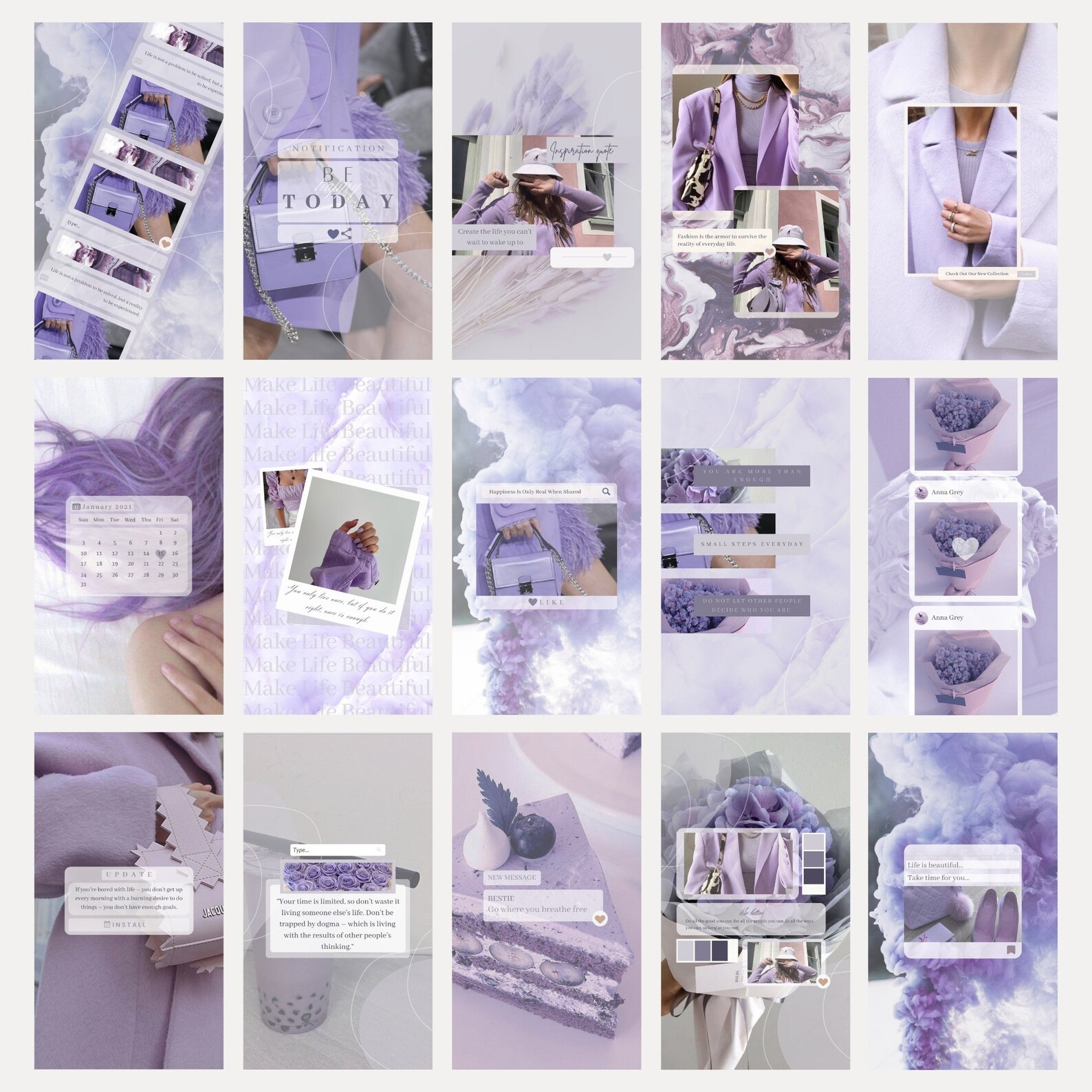 100 Purple Instagram Post and Stories Templates Templates for - Etsy