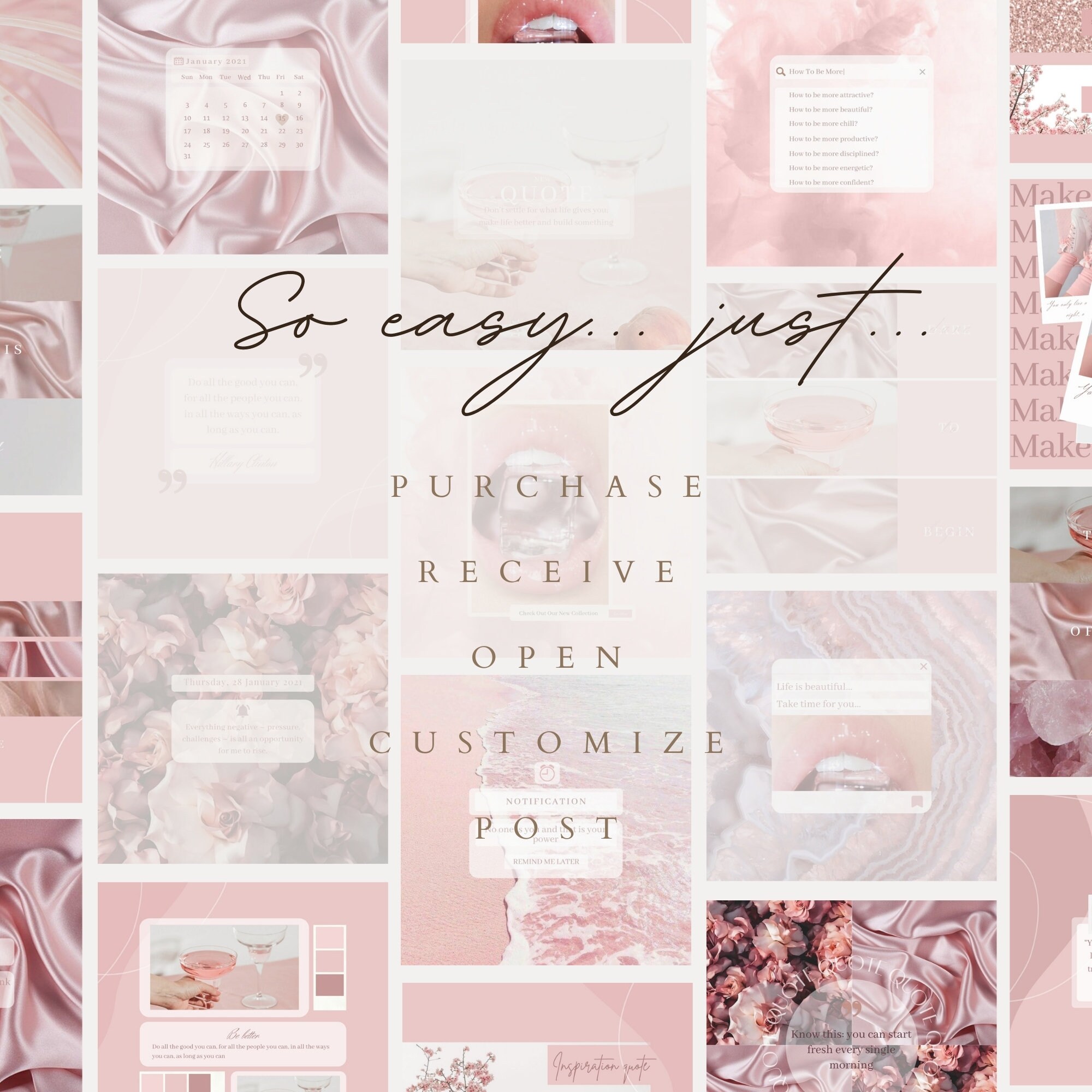 50 Pink Instagram Templates Girl Boss Post Template Lashes | Etsy