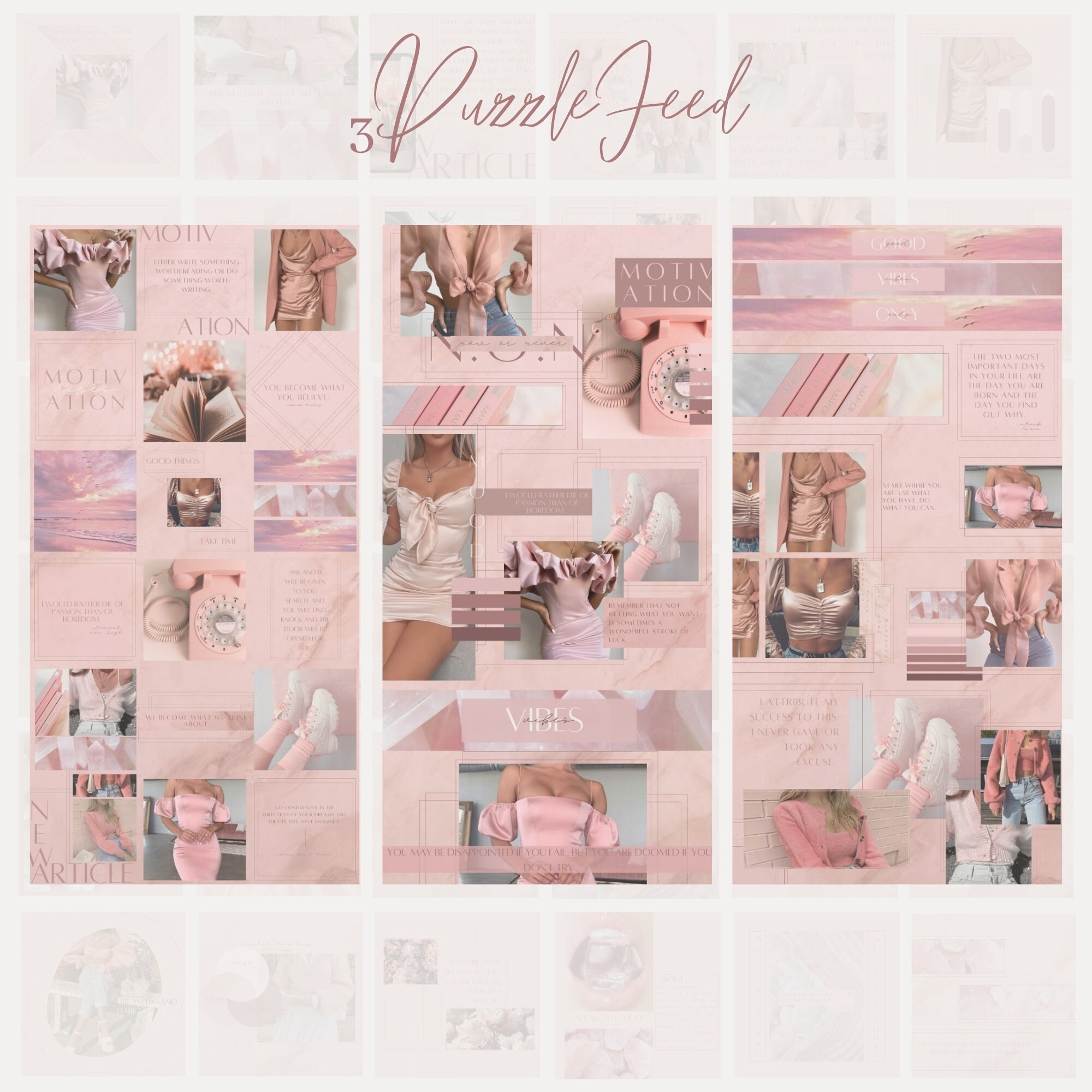Instagram Puzzle Pink Instagram Feed Templates 18 Post Feed - Etsy